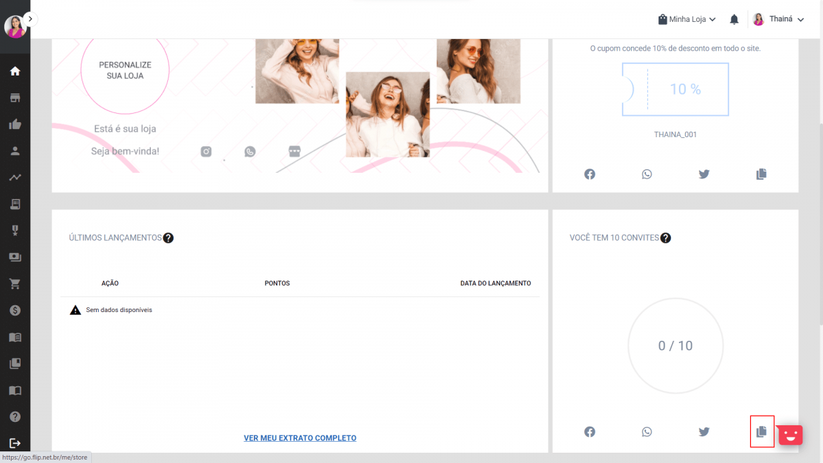 Onde encontro o meu link de convite na plataforma do Flipnet? - Flip.net